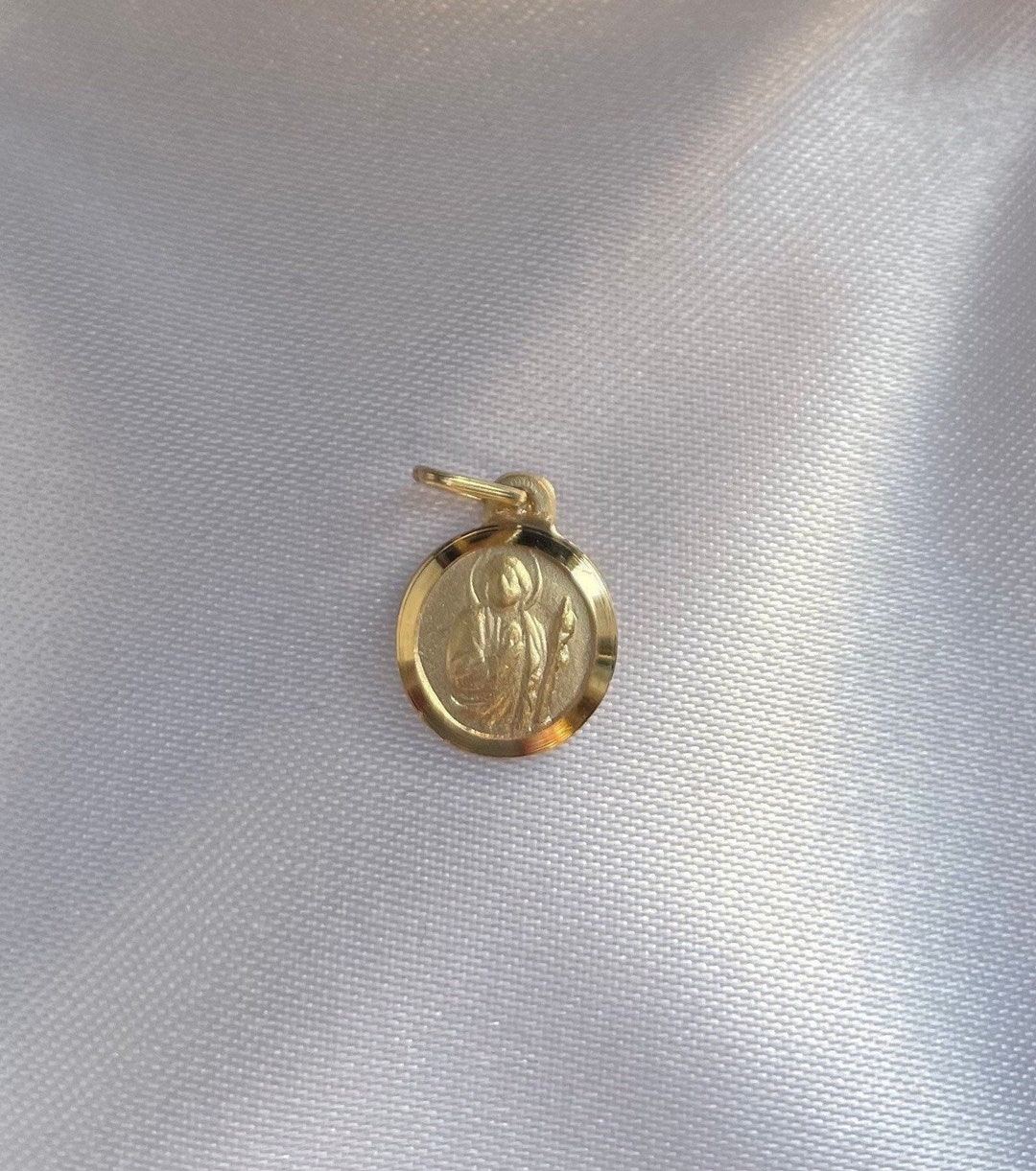 14kttiny Medal St Jude Tadeo In14kt Solid Gold/small Medal San Judas ...