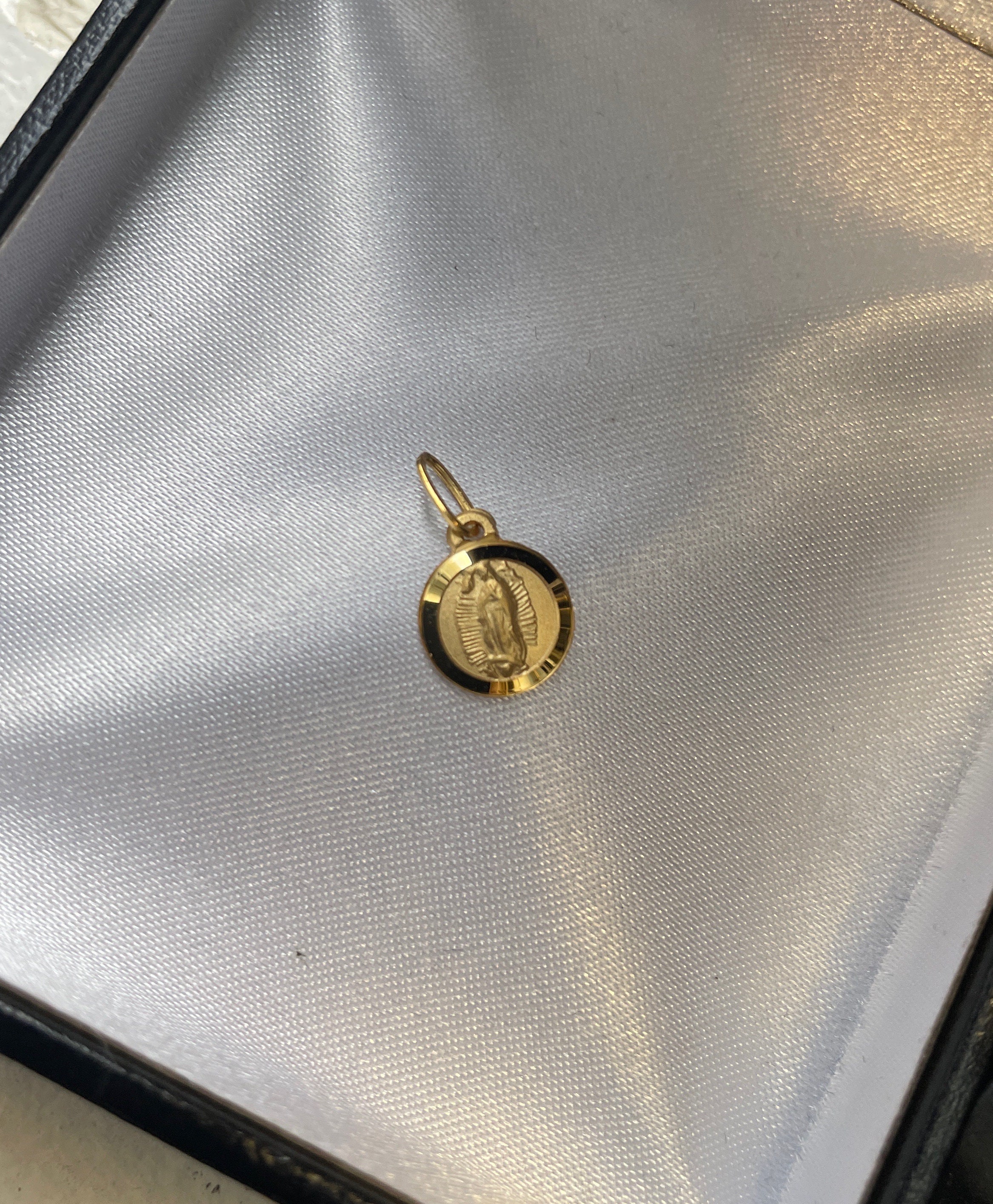 14kt Tiny Medal Virgen De Guadalupe Pendant/charm 14 Kt /14kt Handmade ...