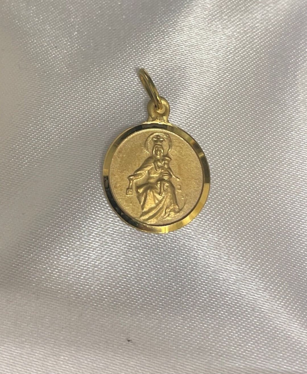 14kt Solid Gold Medal Virgin of Merced Pendant/medalla Virgen Delas ...