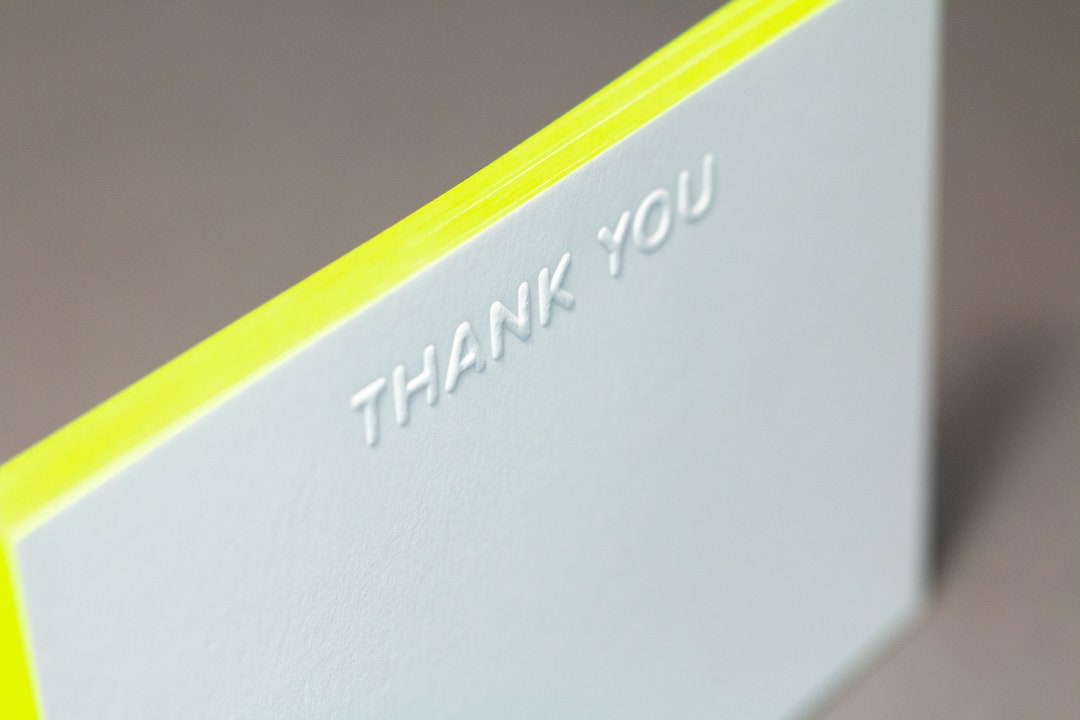 Edge Painted Embossed Thank You Note Cards - Set of 10 - Etsy