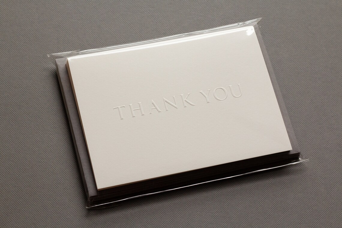Embossed Thank You Cards Set of 6 - Etsy