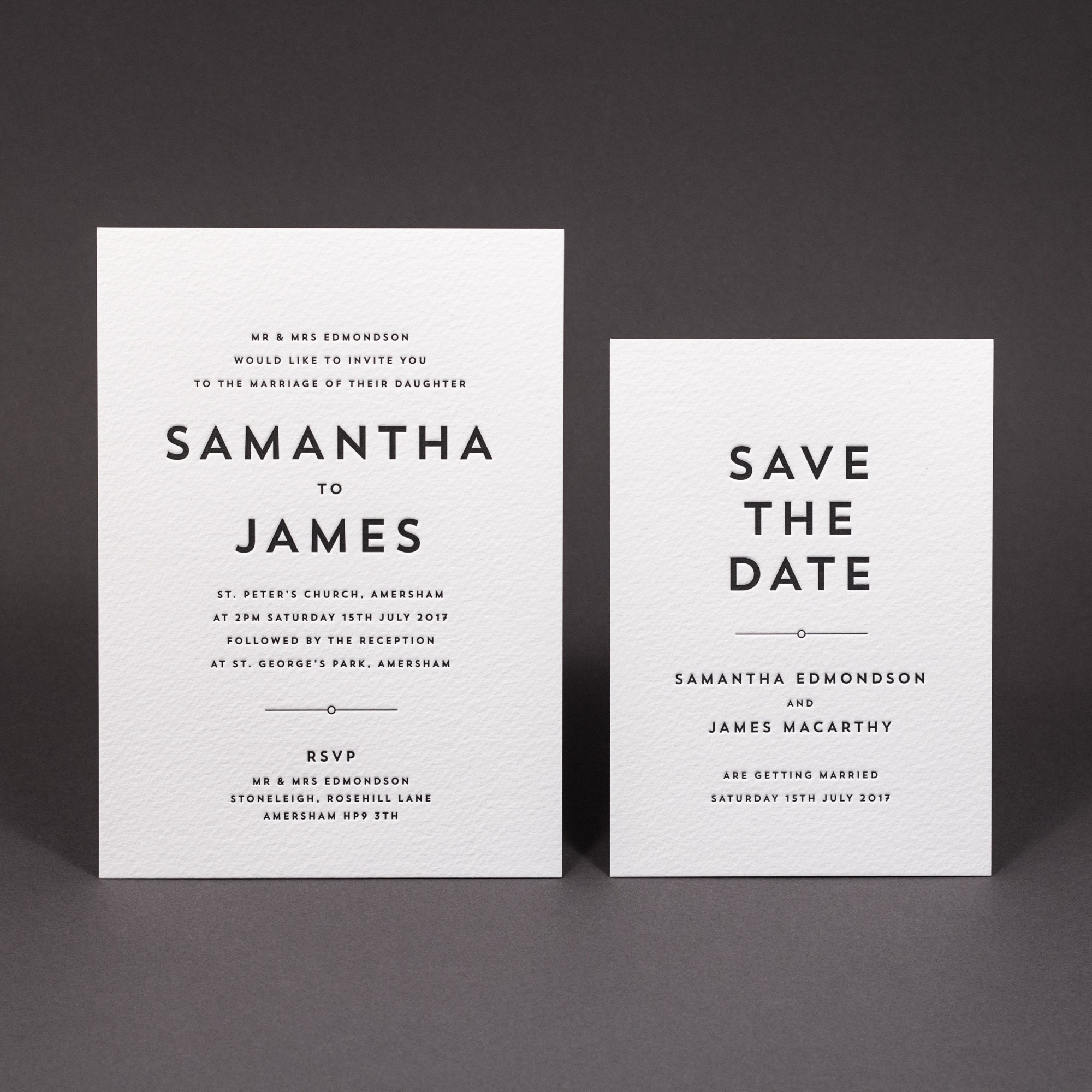Edmondson Letterpress Wedding Invitation Save the Date | Etsy