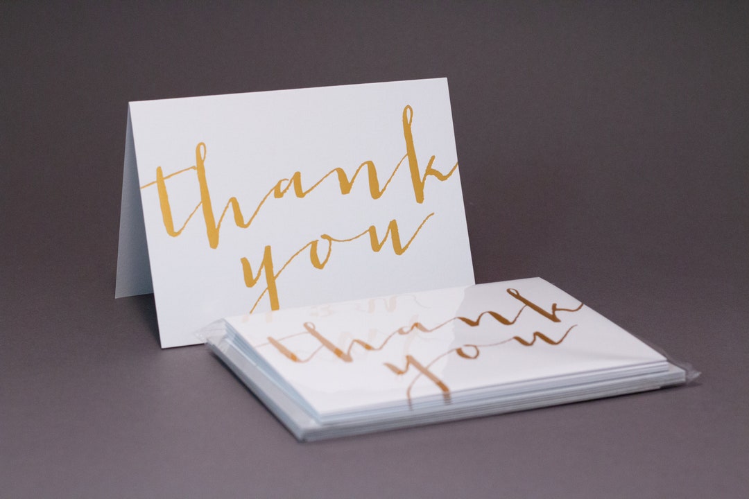 Gold Foil Calligraphy Thank You Cards - Etsy