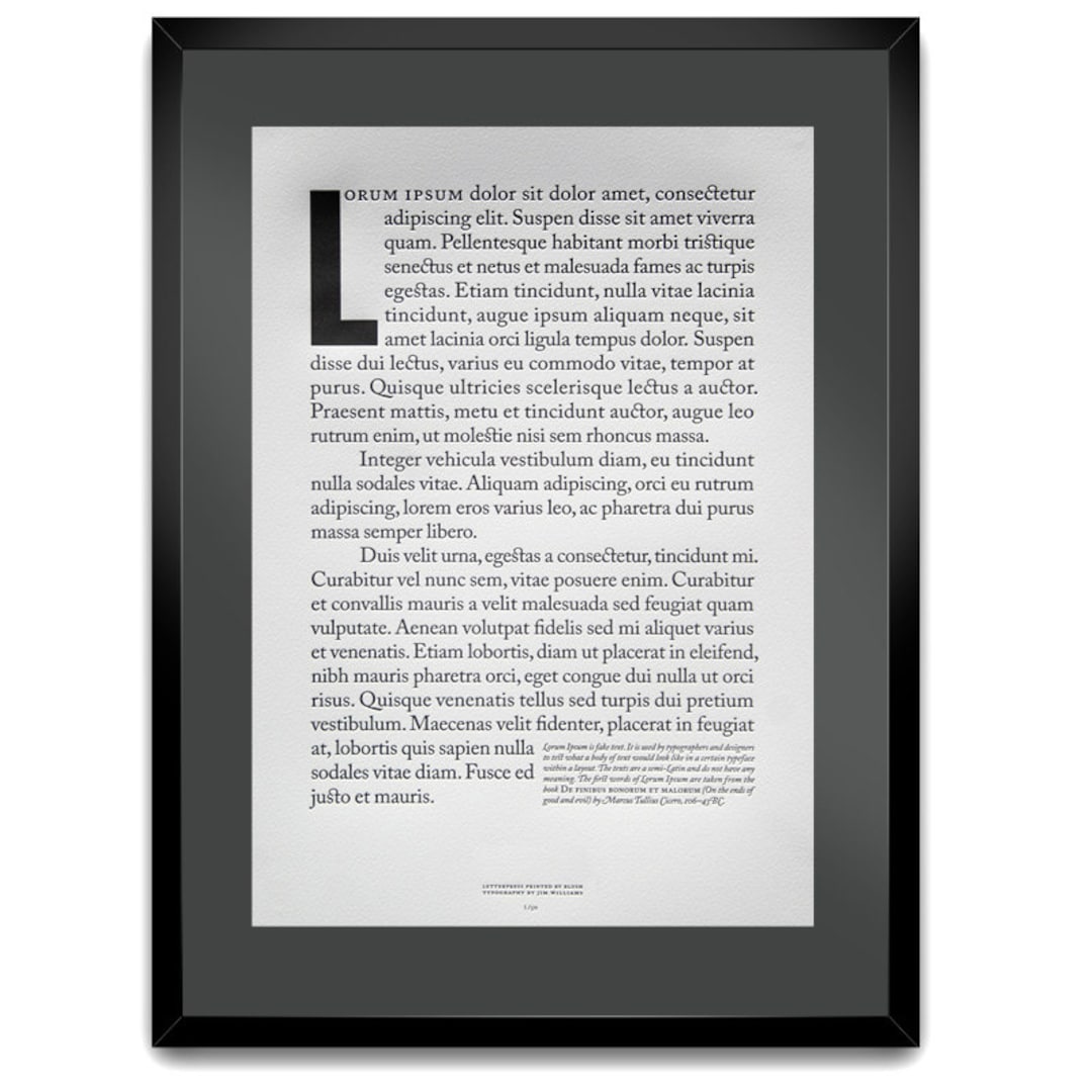 Lorem Ipsum Dolor Letterpress Typography Print - Etsy