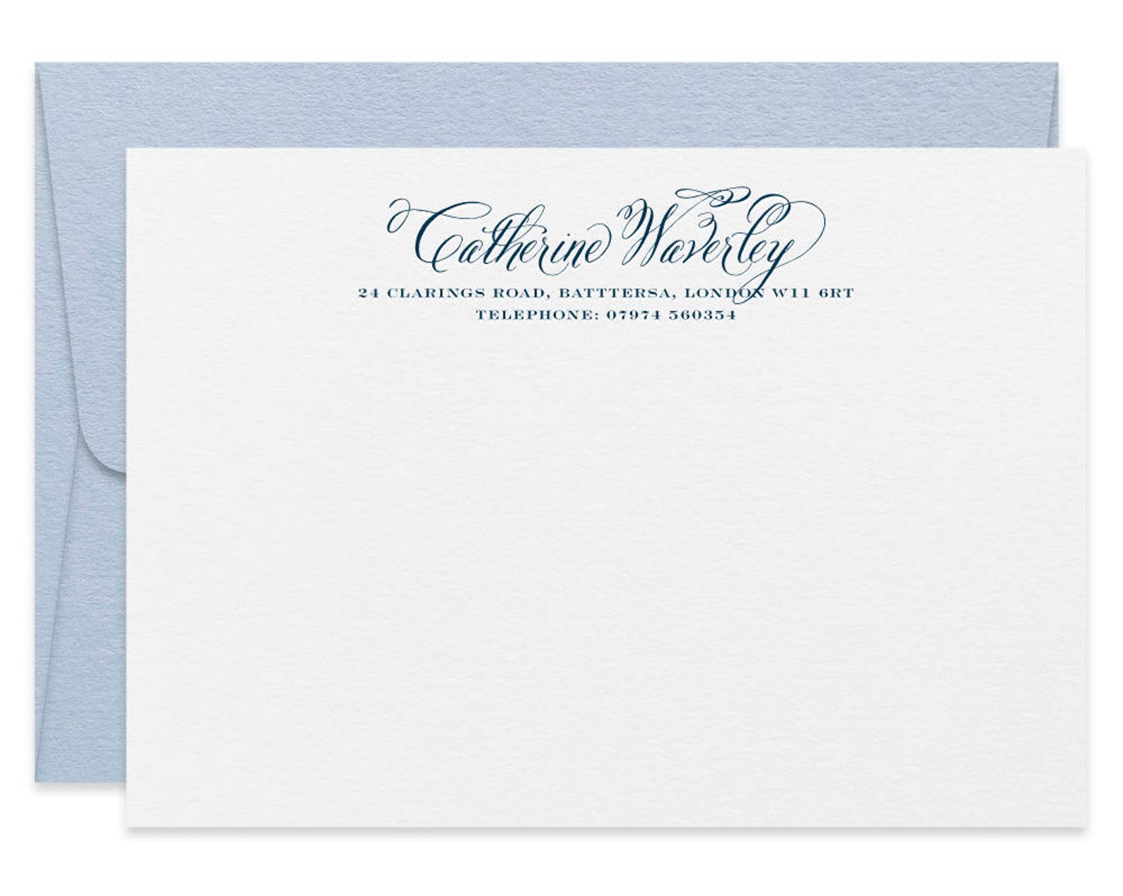 Waverley Calligraphy Personalised Letterpress Correspondence Cards - Etsy