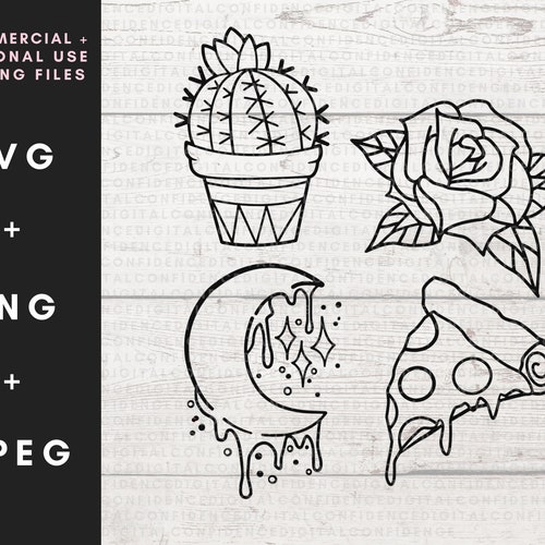 BUNDLE Tattoo Flash 60 Files SVG Dxf Eps Png Cricut Silhouette - Etsy