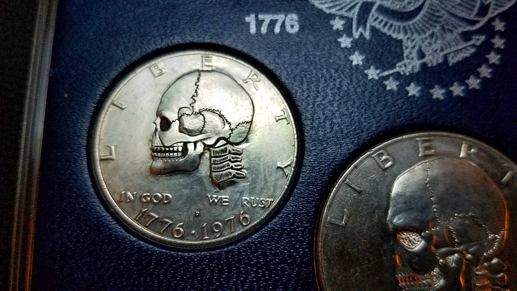 US Bicentennial Trio Skull Coins Set Hand Carved | Etsy