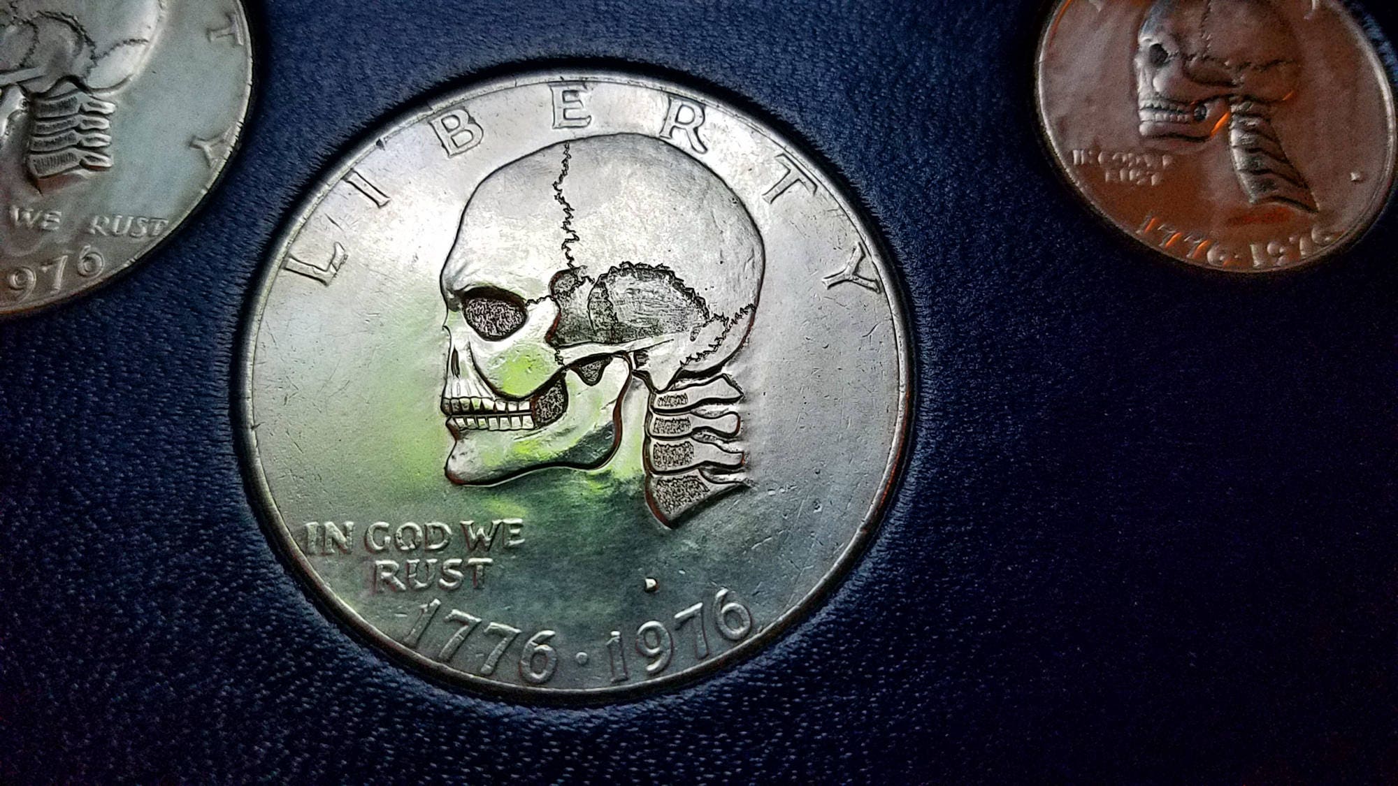 US Bicentennial Trio Skull Coins Set Hand Carved | Etsy