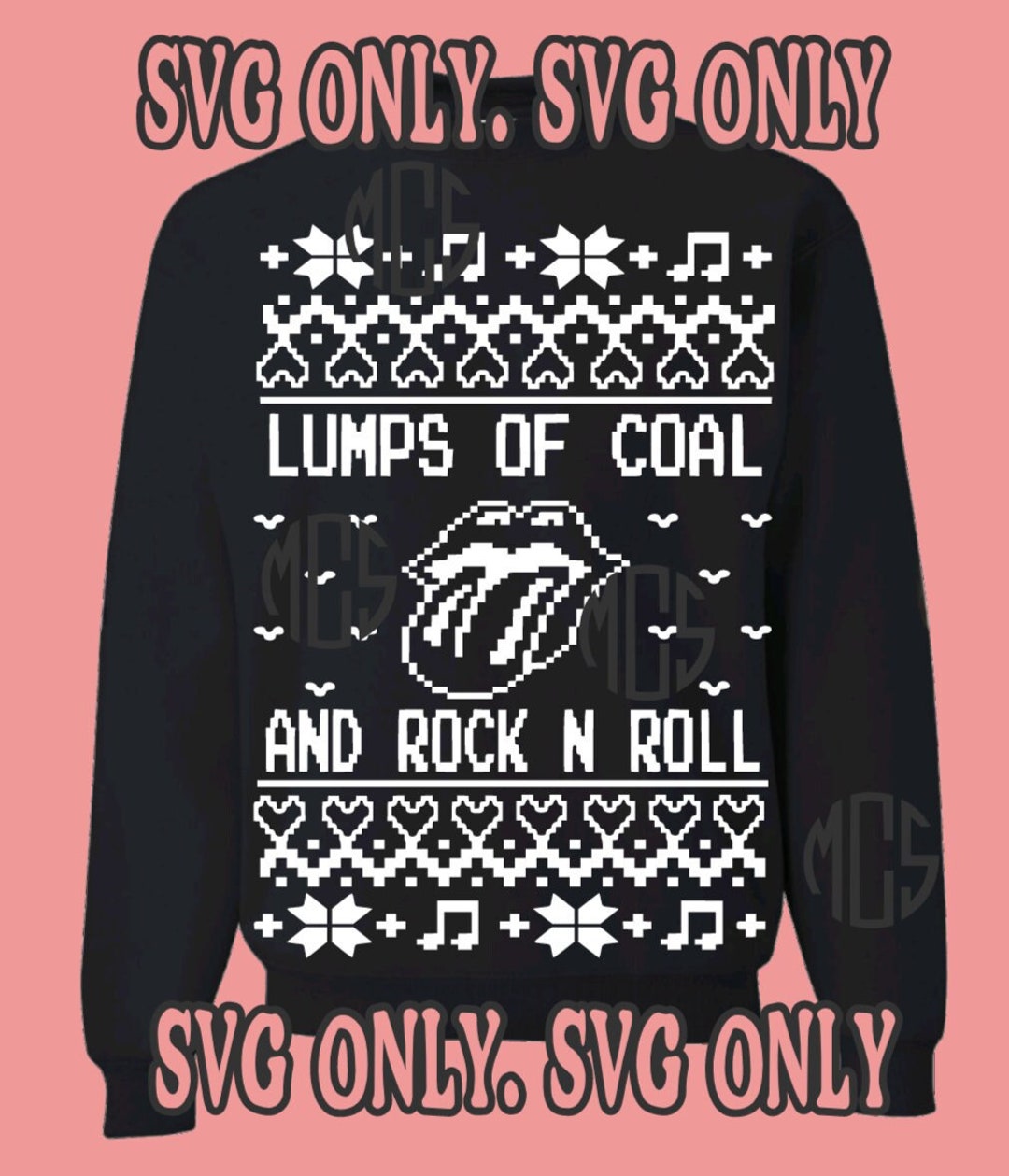 Lumps of Coal and Rock N Roll Ugly Christmas Sweater SVG File - Etsy