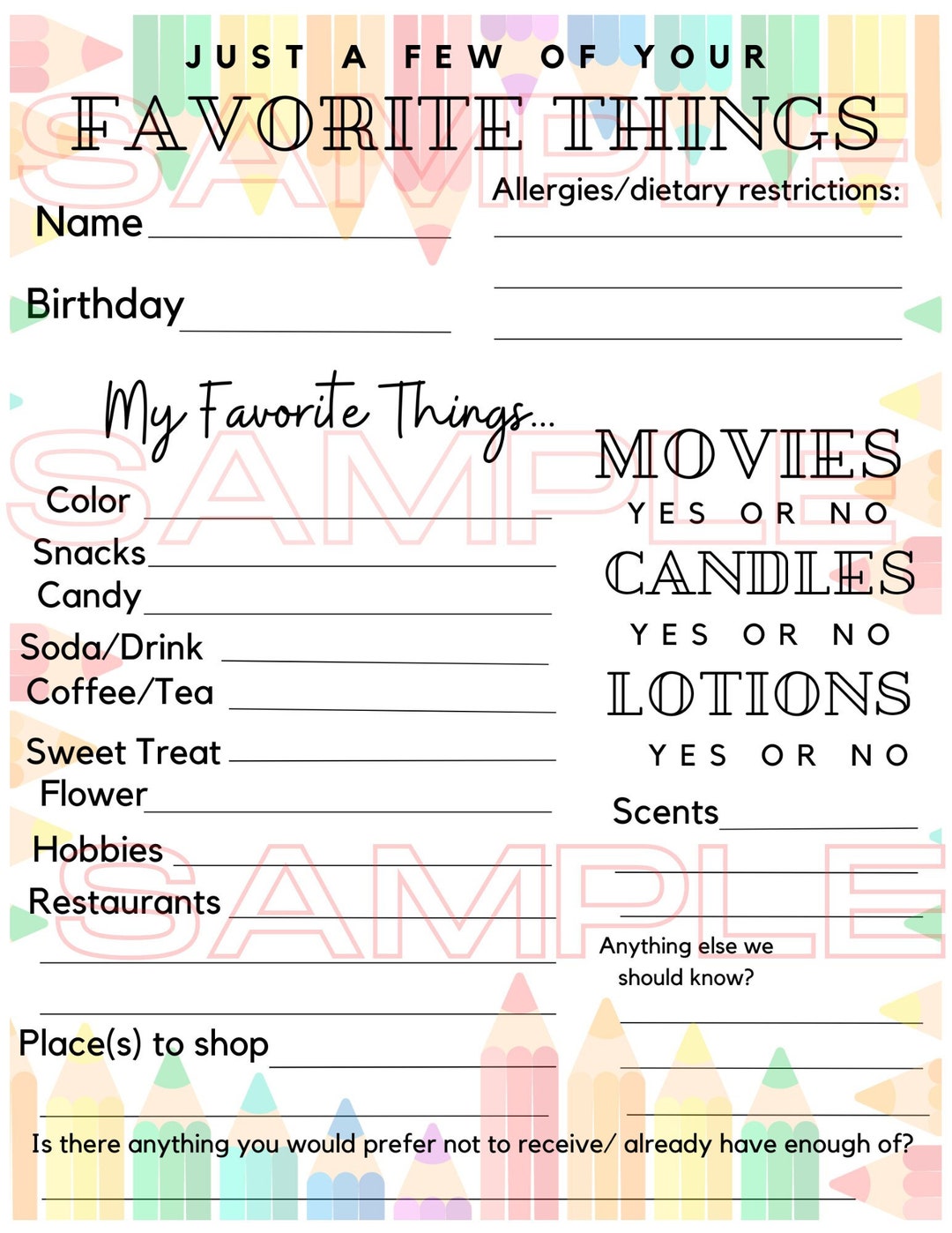 A Little About Me/teacher Form - Etsy