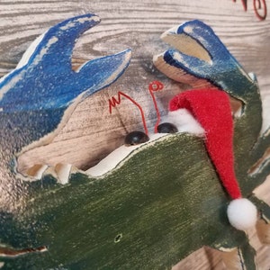 Santa Claws, Beach Decor, Nautical Wall Hanging, Christmas Crab ...