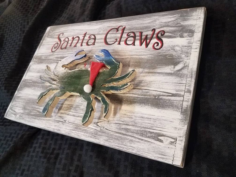 Santa Claws Beach Decor Nautical Wall Hanging Christmas - Etsy