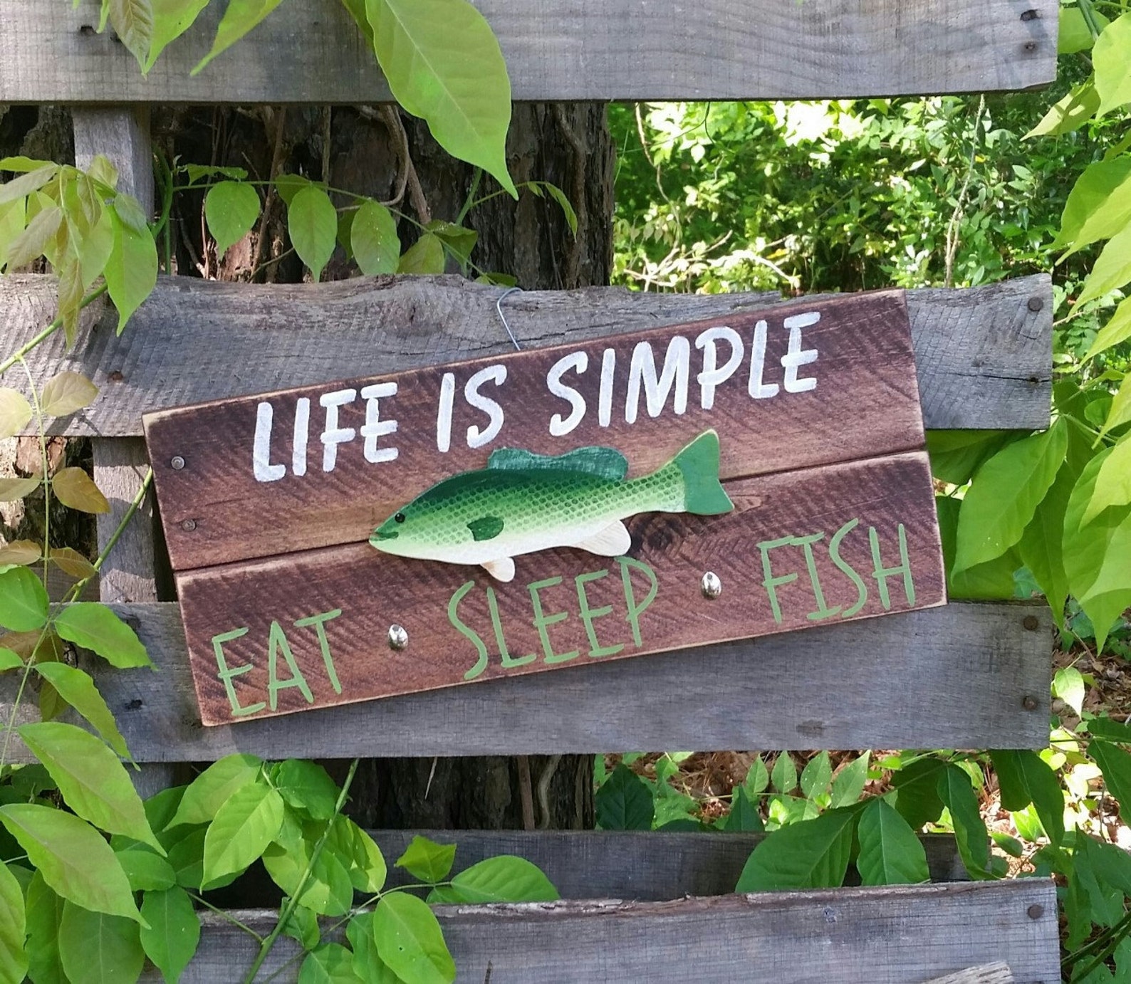 Life is Simple Eat Sleep Fish Wood Sign - Etsy
