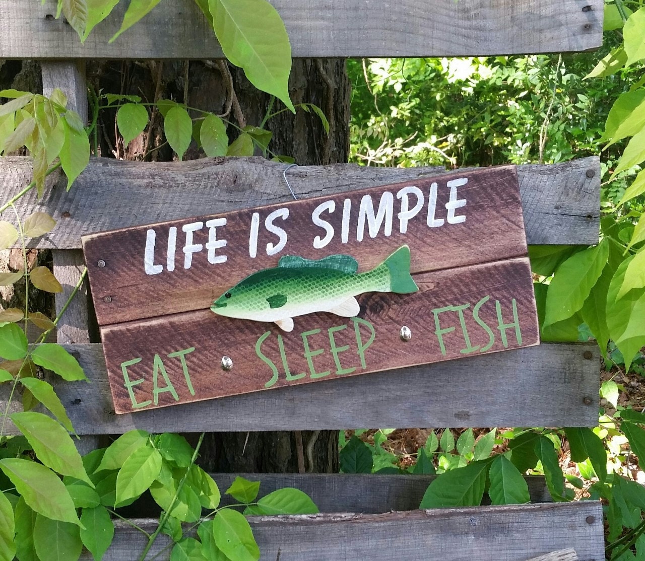 Life is Simple Eat Sleep Fish Wood Sign | Etsy