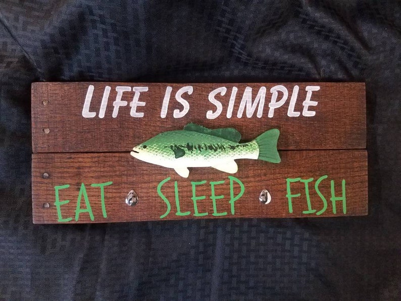 Life is Simple Eat Sleep Fish Wood Sign - Etsy