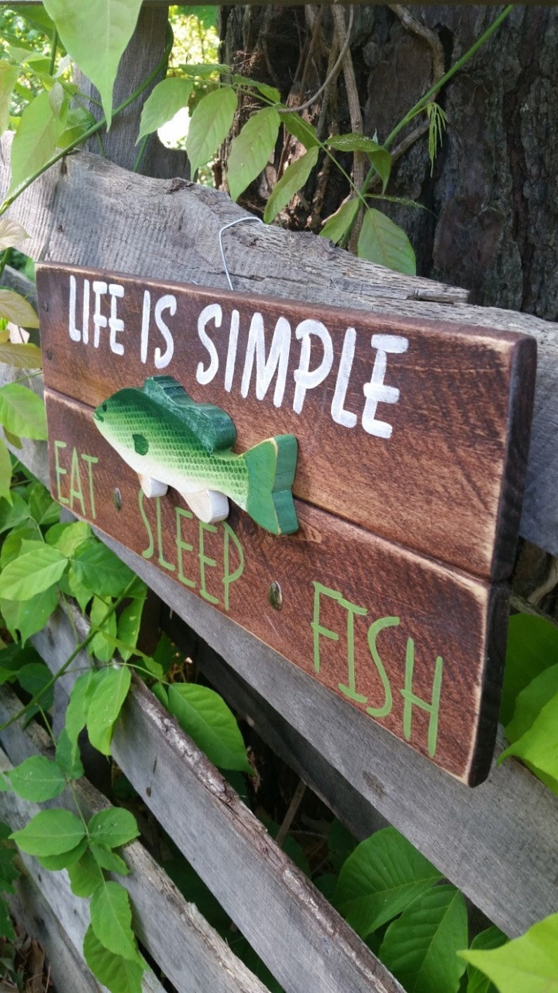Life is Simple Eat Sleep Fish Wood Sign - Etsy