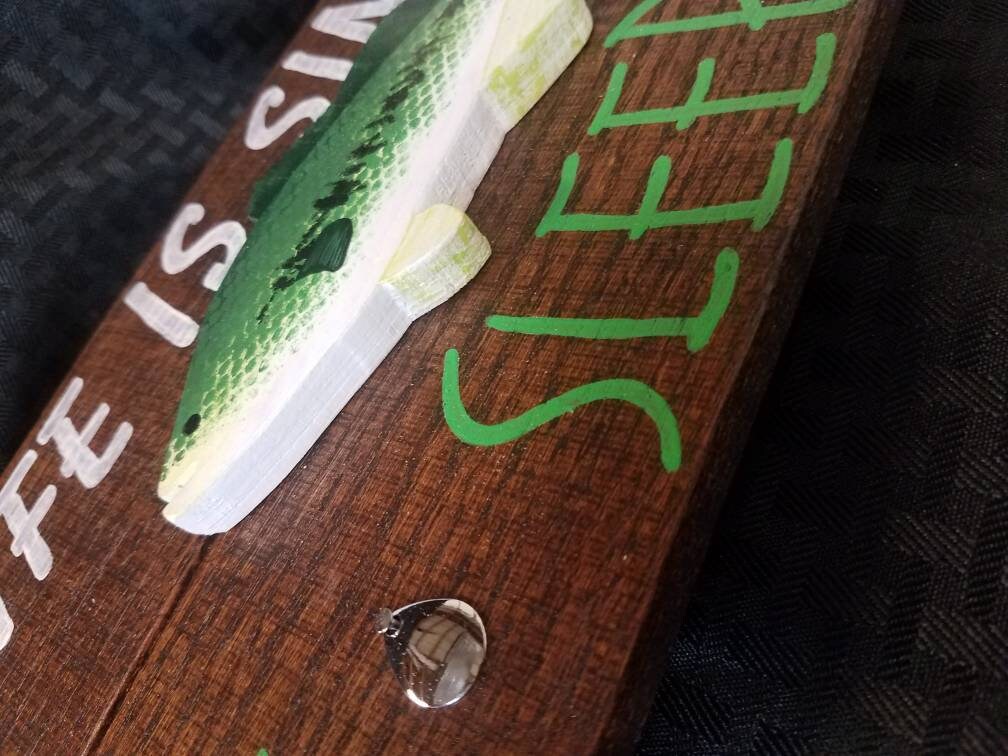 Life is Simple Eat Sleep Fish Wood Sign | Etsy