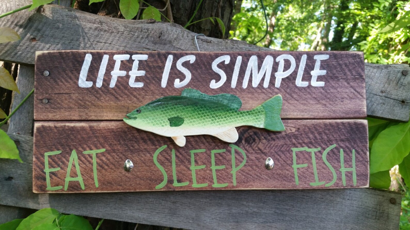 Life is Simple Eat Sleep Fish Wood Sign - Etsy