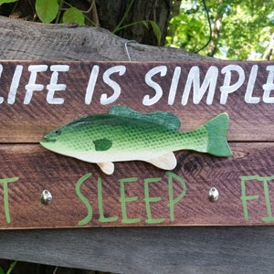 Life is Simple Eat Sleep Fish Wood Sign - Etsy