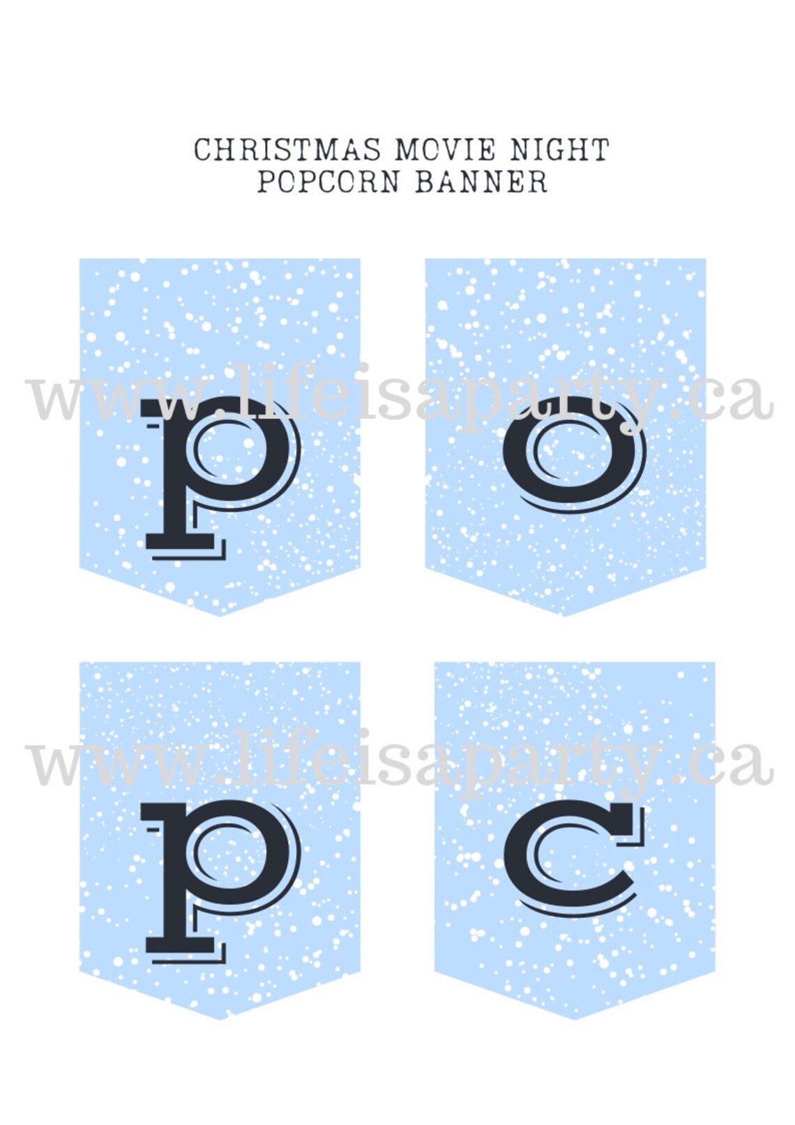 Christmas Movie Night Printable Set: Tickets, Banner, Labels (digital ...