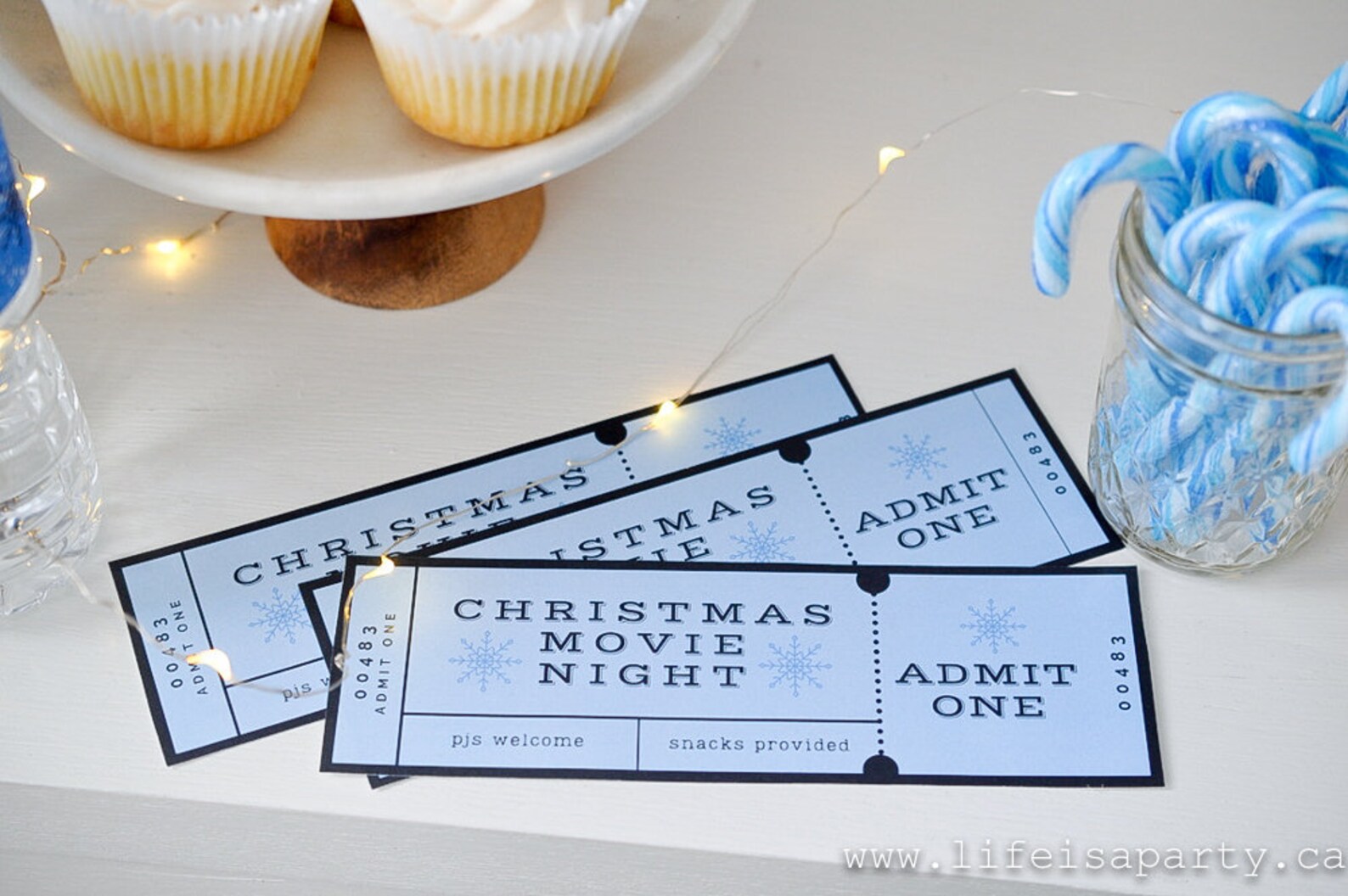 Christmas Movie Night Printable Set: Tickets, Banner, Labels (digital ...