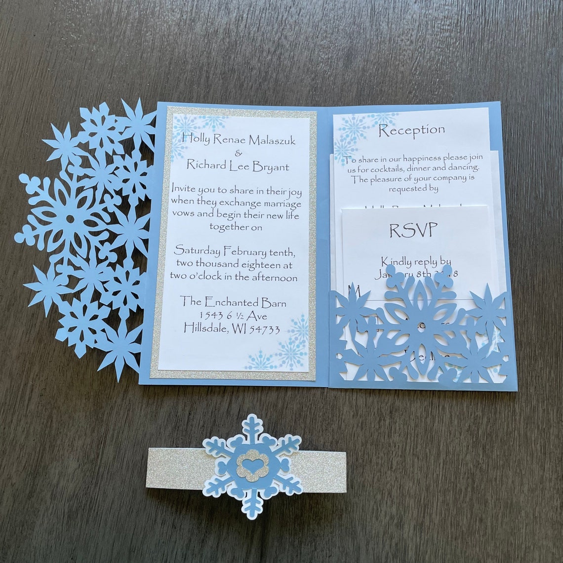 Snowflake wedding invitation winter wedding snow wedding | Etsy