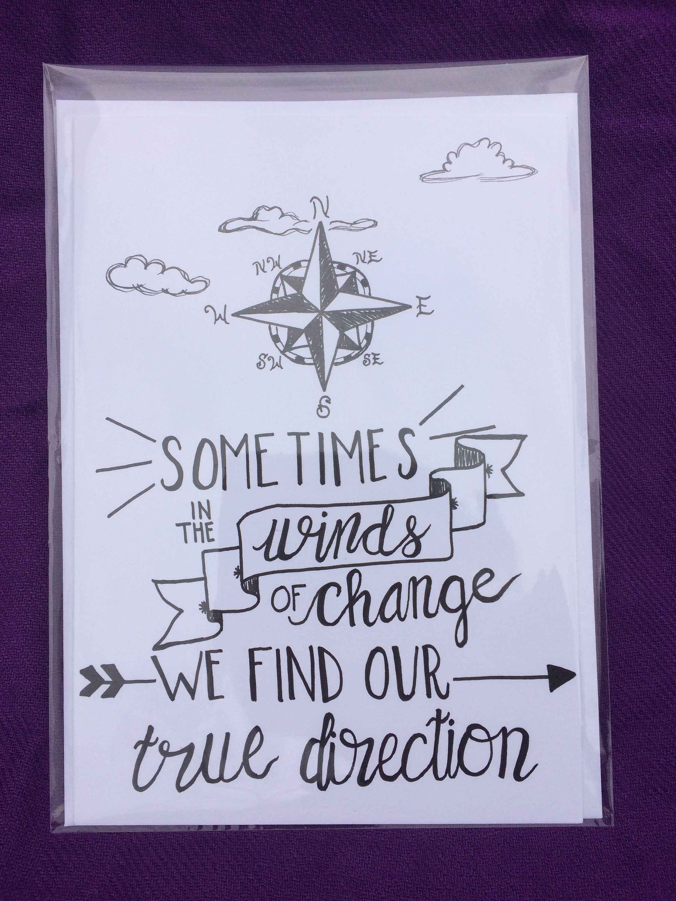 Sometimes in the Winds of Change We Find Our True Direction Hand Drawn ...