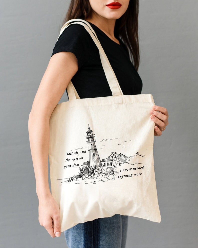 Storybook Lighthouse Cotton Tote Bag - August Vibes - Etsy