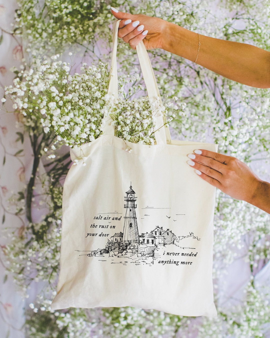 Storybook Lighthouse Cotton Tote Bag - August Vibes - Etsy