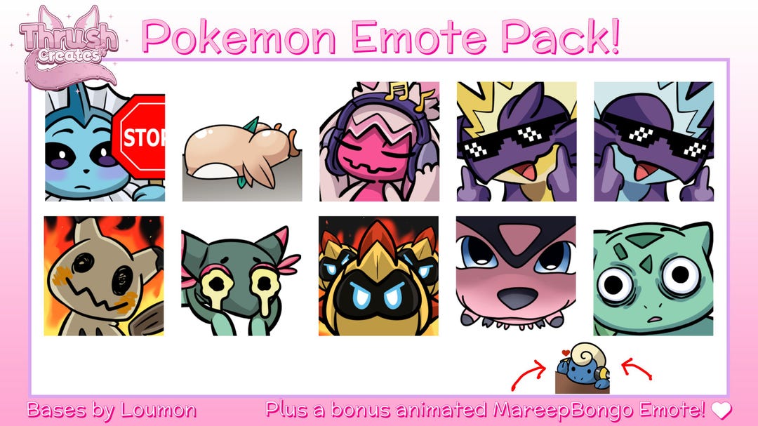 Cute Emotes for Twitch Pokemon Emotes Static Emotes Ready to Upload ...
