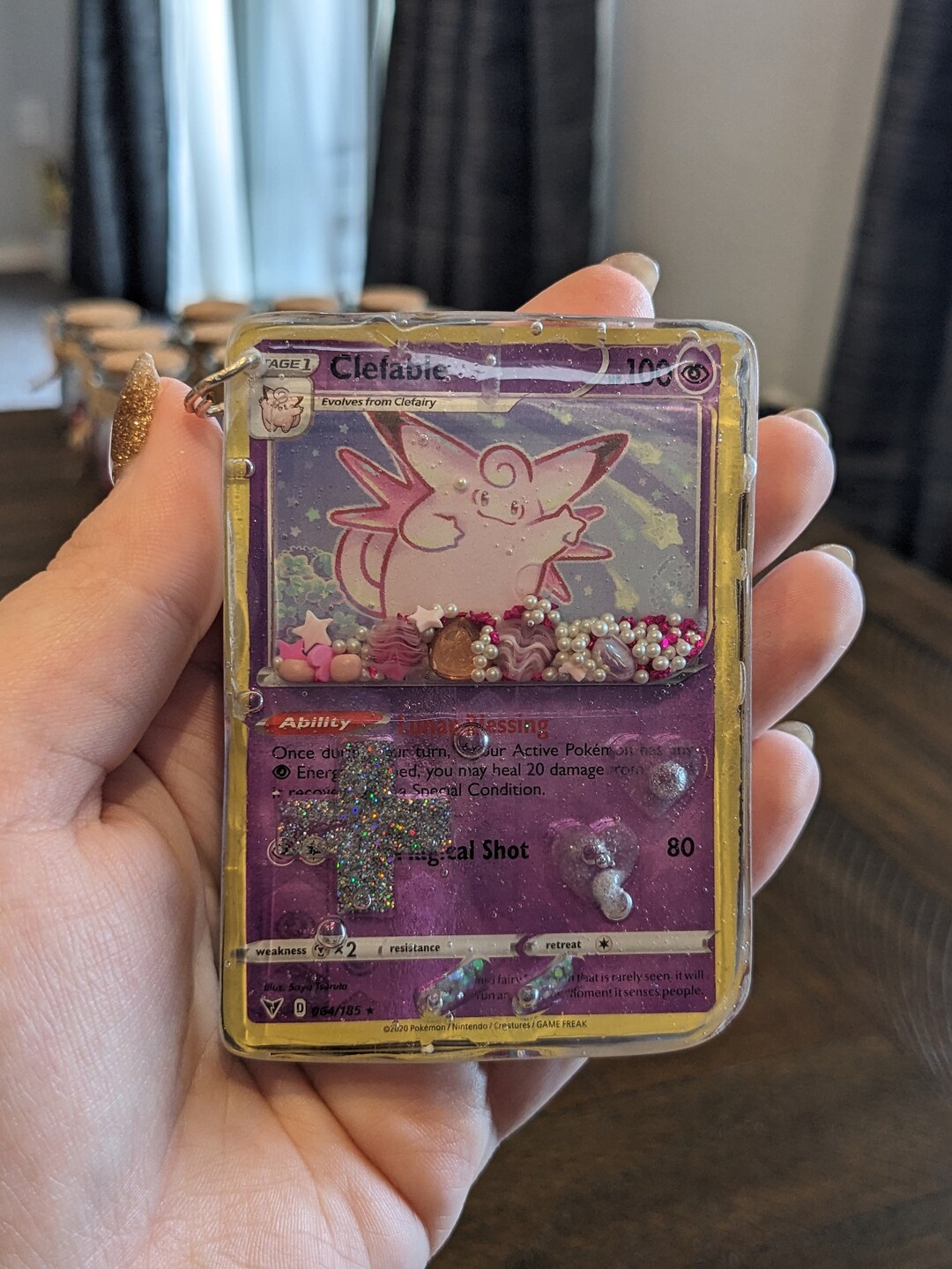 Custom Unique Handmade Real Pokemon Card Shaker Keychain Oil Cute ...