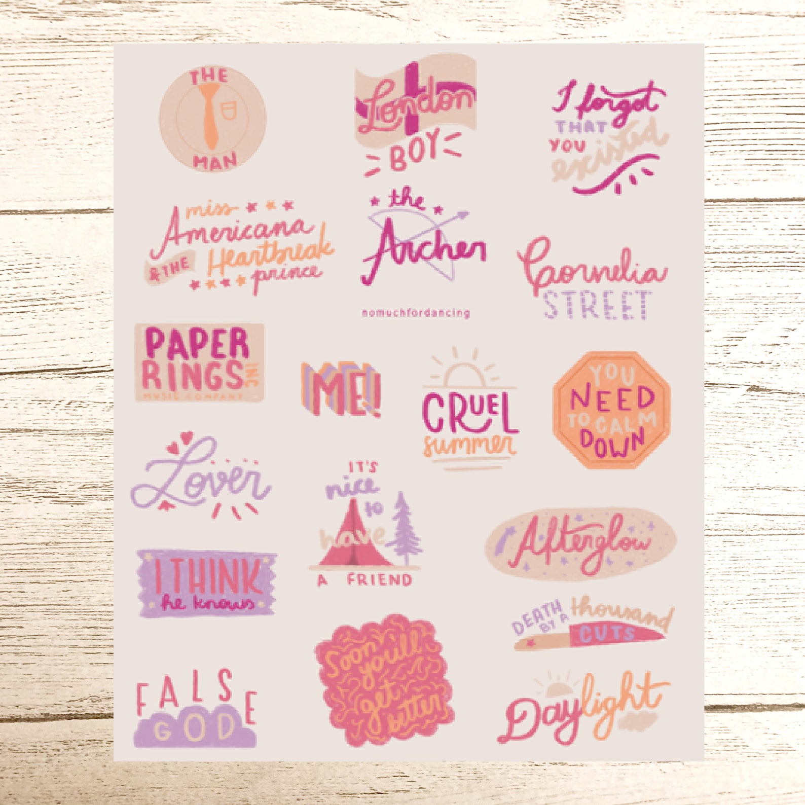 Taylor Swift Lover Stickers Taylor Swift Love Album Stickers | Etsy