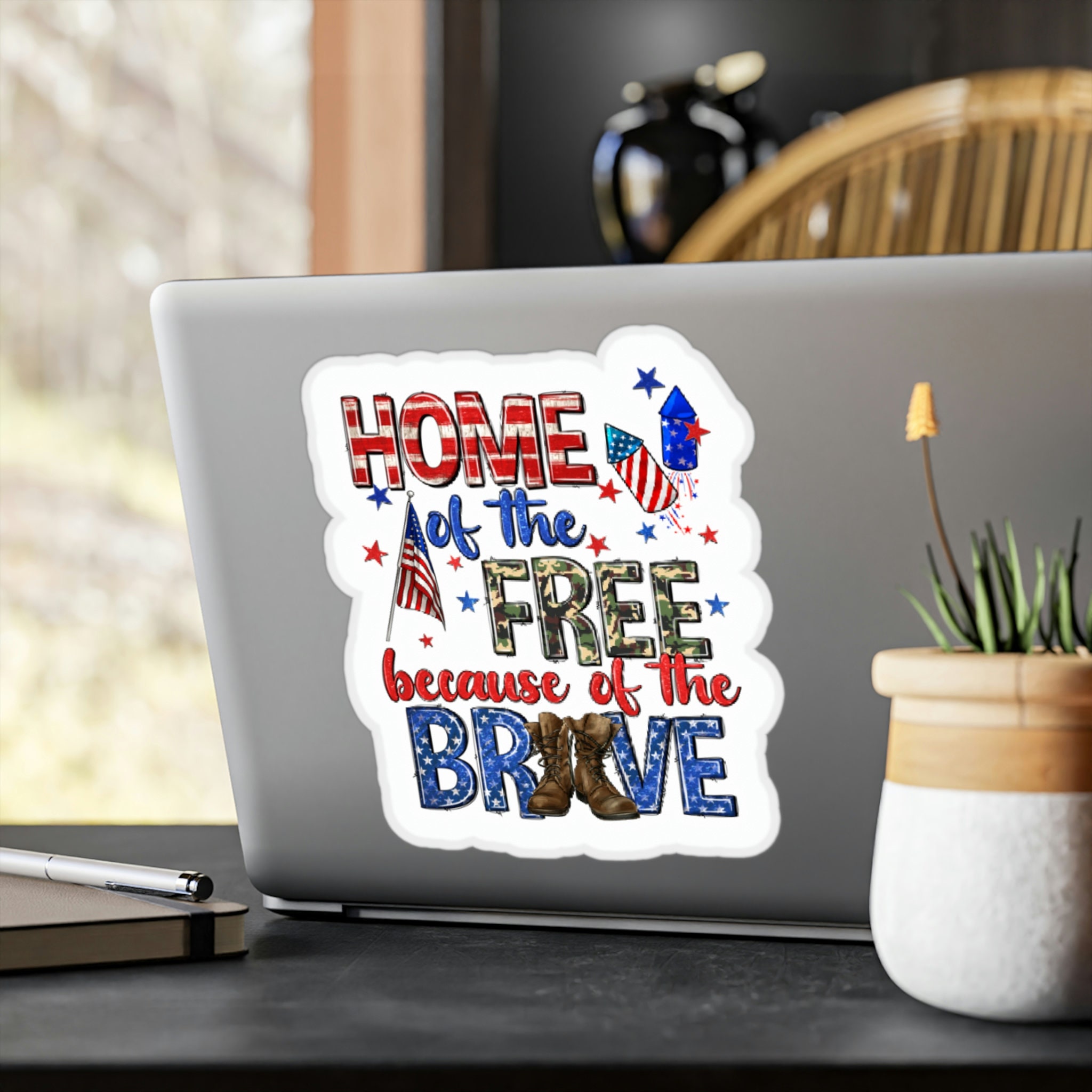 Land of FREE Home of BRAVE Kiss-cut Vinyl Sticker, Freedom Sticker ...