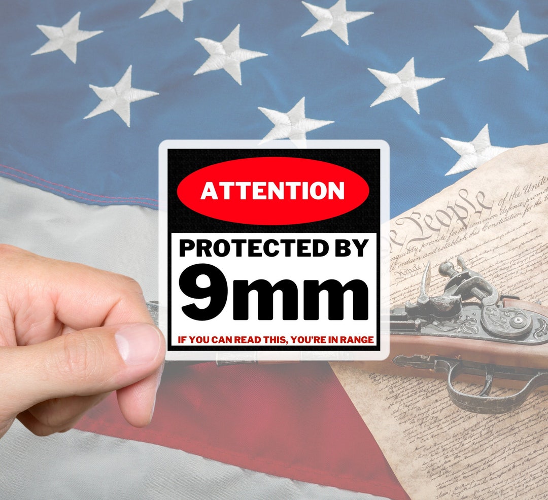 Protected by 9mm Sticker, Kiss-cut Vinyl Decal, Freedom Stickers, 1776 ...