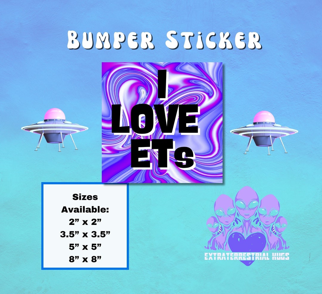 I Love Ets Square Vinyl Sticker: Alien Bumper Sticker - Etsy