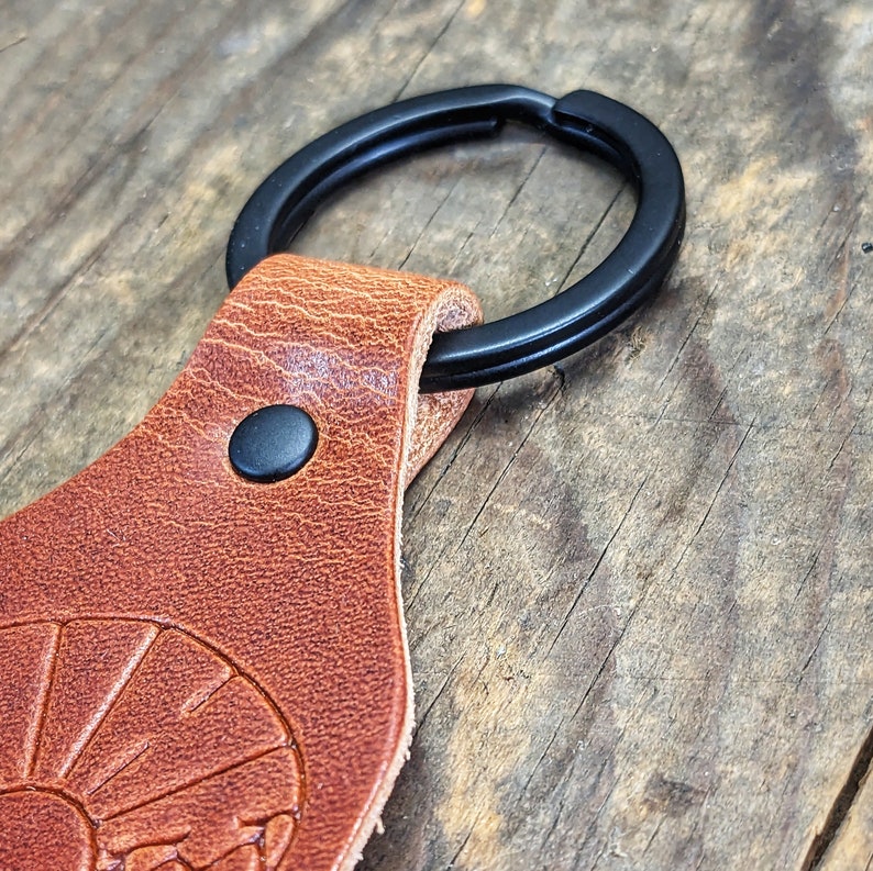 Mountain Sunrise Leather Keychain - Leather Gift for Lovers of the ...
