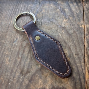 Leather Hotel Key Fob - Custom Key Ring ID Tag - Personalized Leather ...