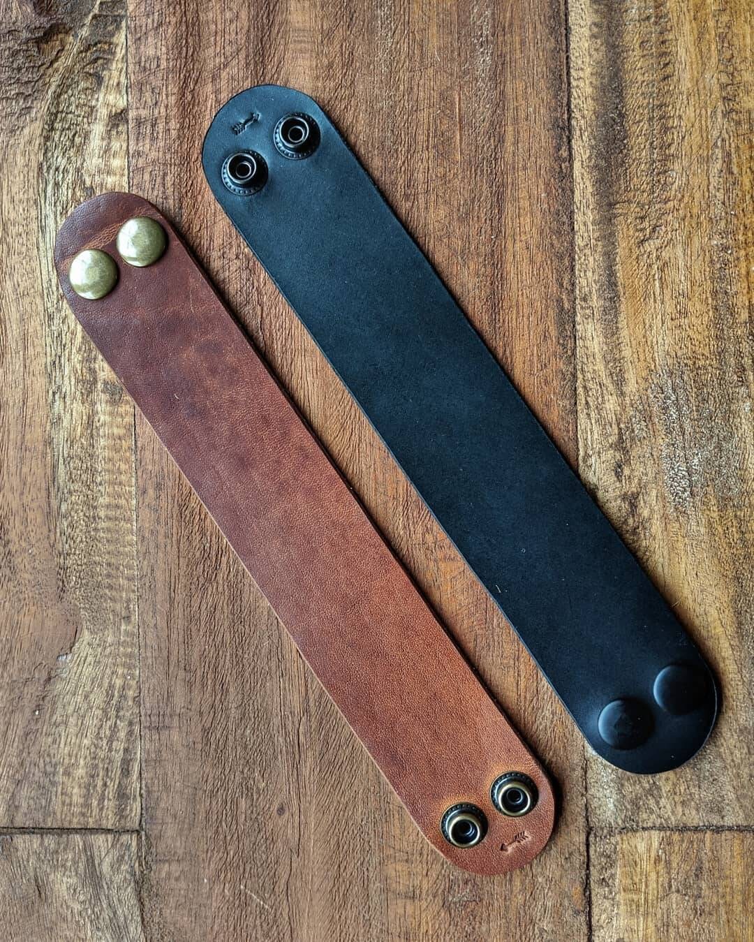 Leather Cuff Bracelet With Snap Closure - 1.5 Inch Wide Band - Etsy