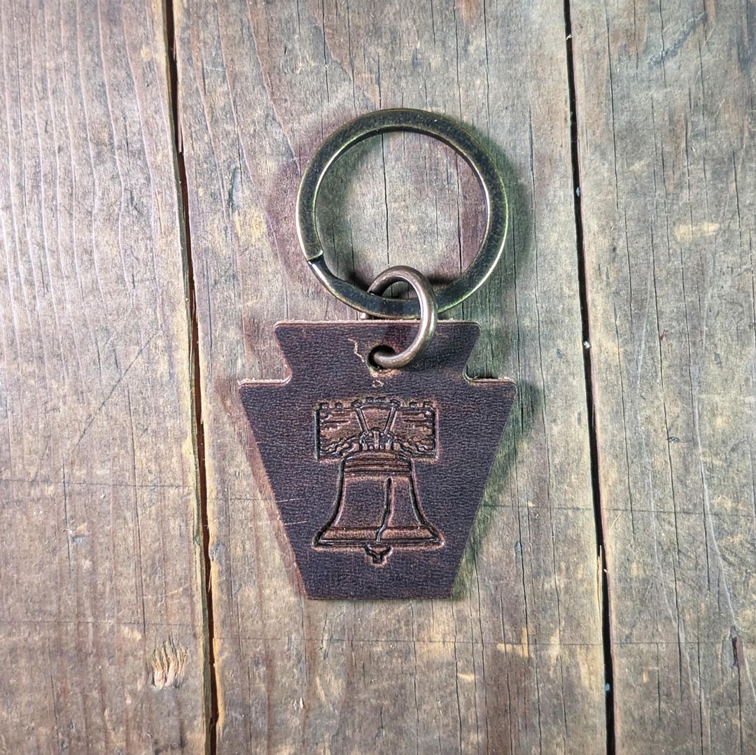 Liberty Bell Pennsylvania Keystone Leather Keychain - Etsy