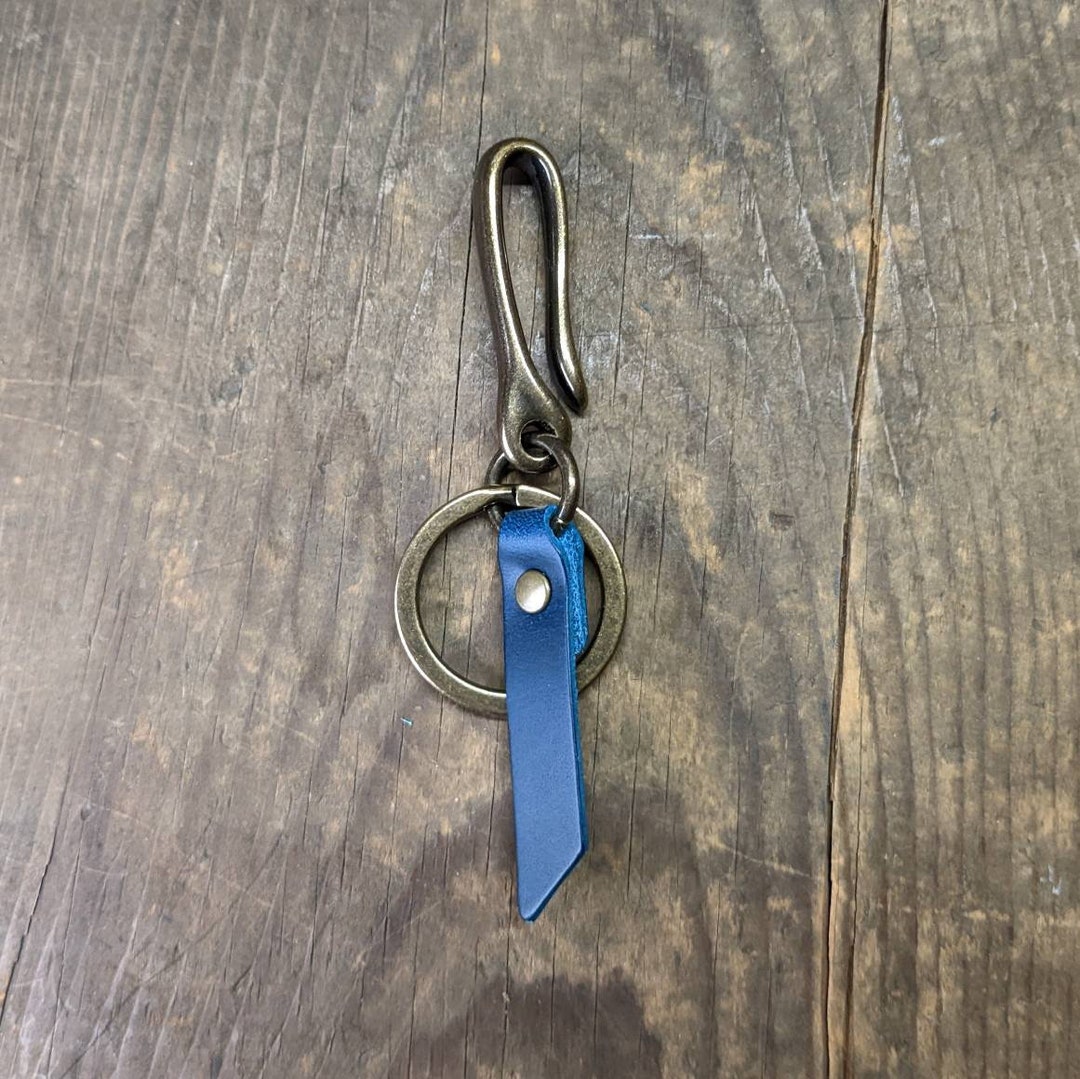Hemlock Mini Japanese Fish Hook - Personalized Italian Leather Tag Key ...