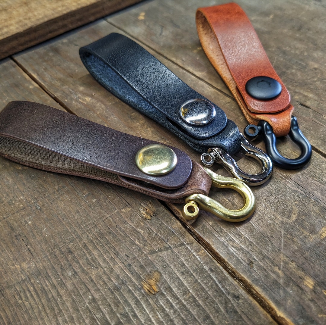 Horween Leather Snap Keychain With Shackle and Keyring - Etsy