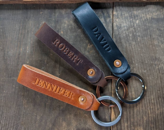 Personalized Leather Keychain Custom Leather Keychain Handmade in USA ...