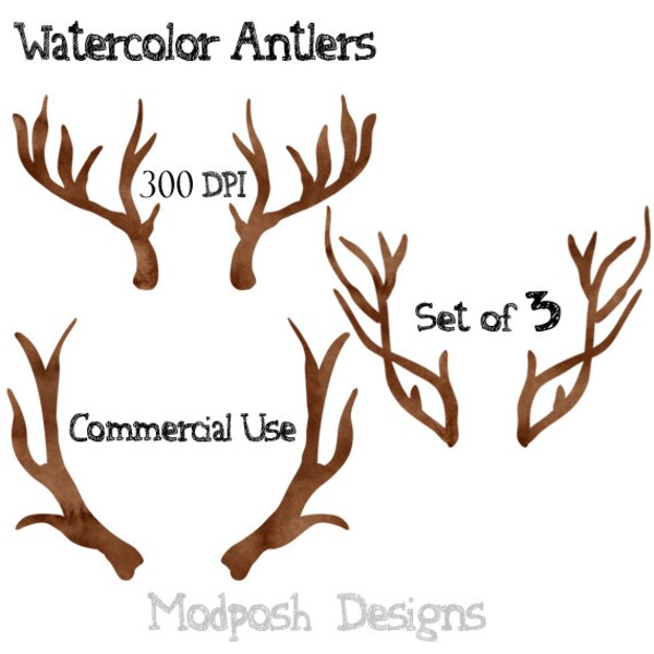 Antler Watercolor - Etsy
