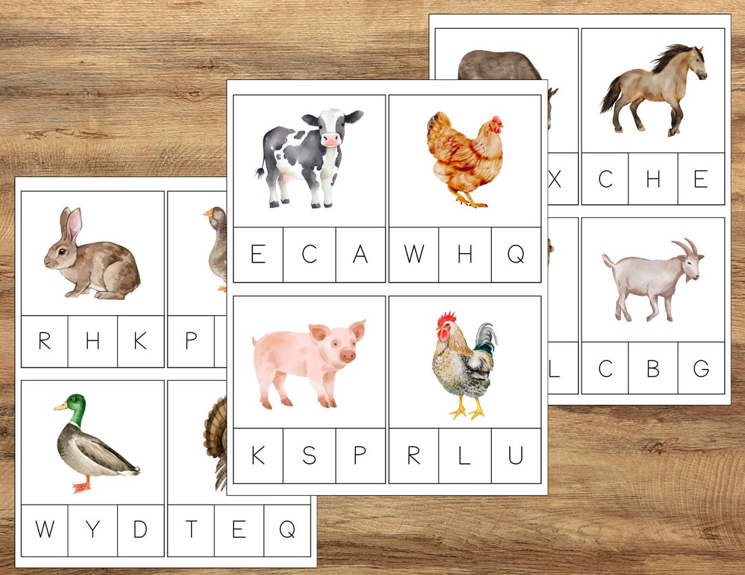 Farm Animal Letter Clip Cards, Prek Kindergarten Learning, Learning ...