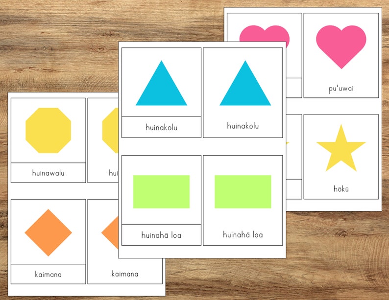 Hawaiian Shapes, Hawaiian 3-part Cards, Hawaiian Language Resource ...