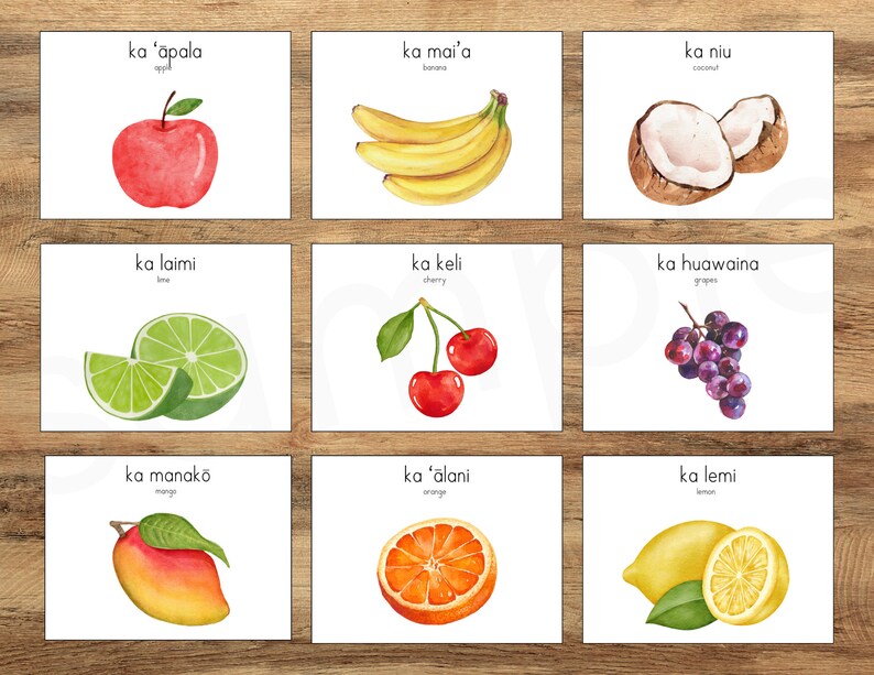 Hawaiian 'fruit + Vegetable' Flashcards, Hawaiian Vocabulary, Learn ...