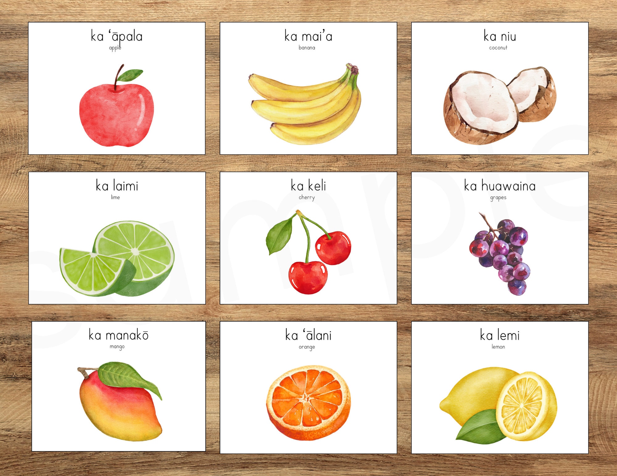 Hawaiian 'fruit + Vegetable' Flashcards, Hawaiian Vocabulary, Learn ...