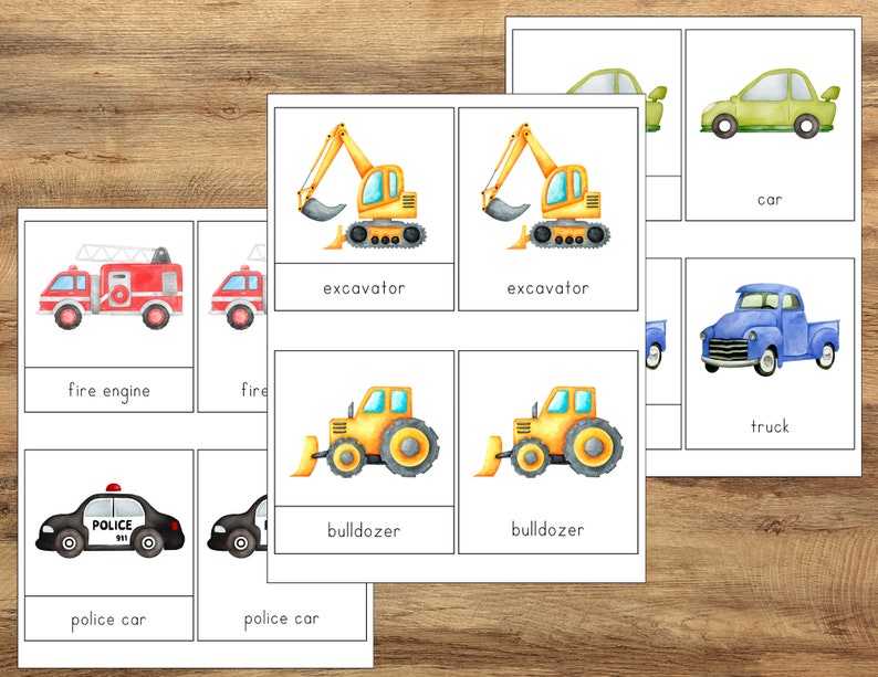 Vehicle / Car '3-part Cards', Prek Kindergarten Learning, Learning ...