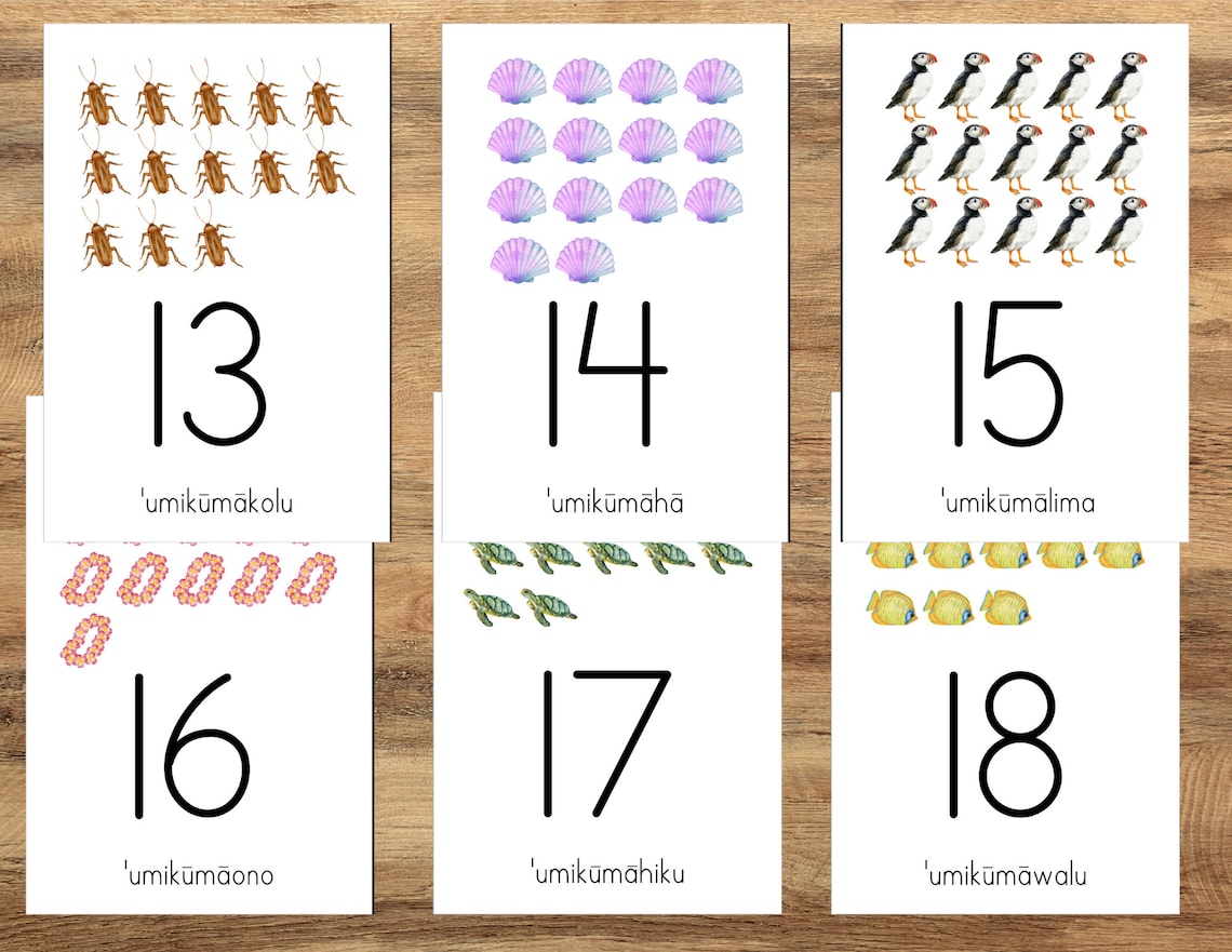 Counting in Hawaiian, Hawaiian Number Flashcards, Learn Hawaiian ...