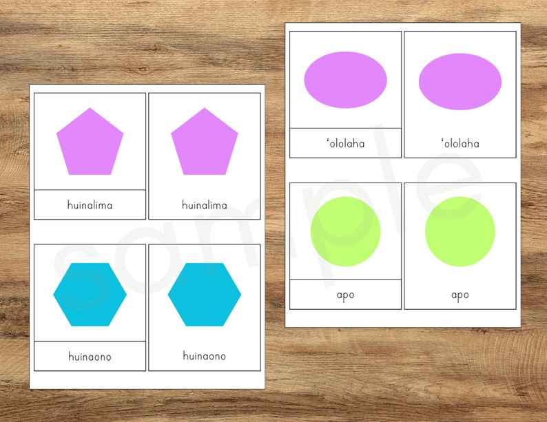 Hawaiian Shapes, Hawaiian 3-part Cards, Hawaiian Language Resource ...